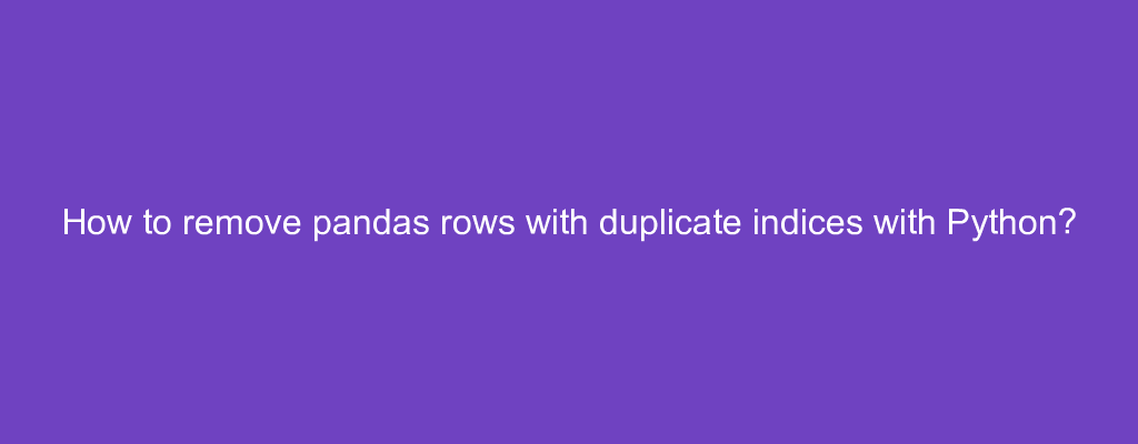 How To Remove Pandas Rows With Duplicate Indices With Python